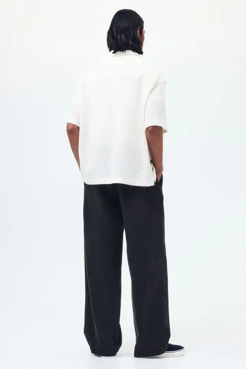 H&M Loose Fit Cotton Canvas Trousers - Black