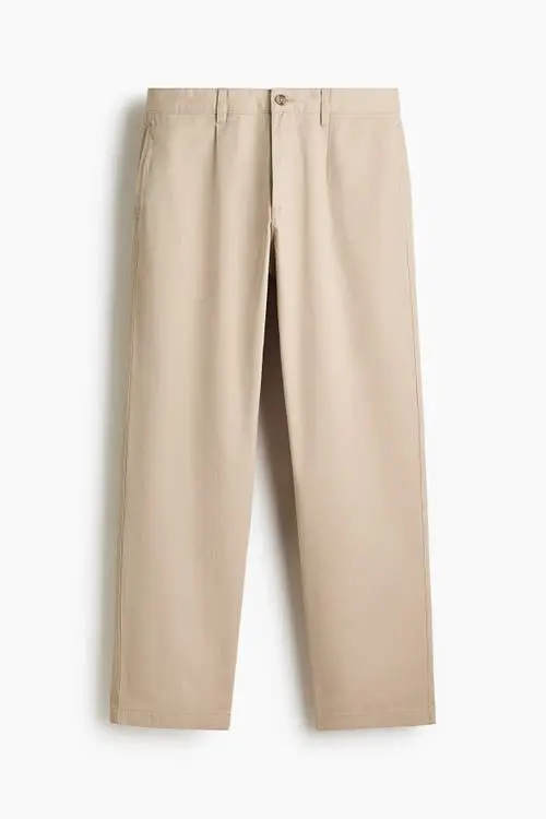 H&m Relaxed Fit Cotton Twill Chinos - Beige