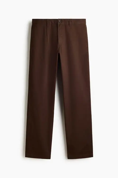 H&m Relaxed Fit Cotton Twill Chinos - Brown