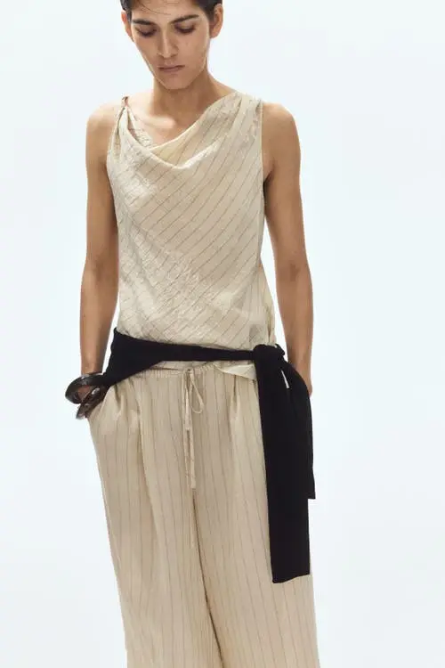 H&m Asymmetric Cowl-neck Sleeveless Top