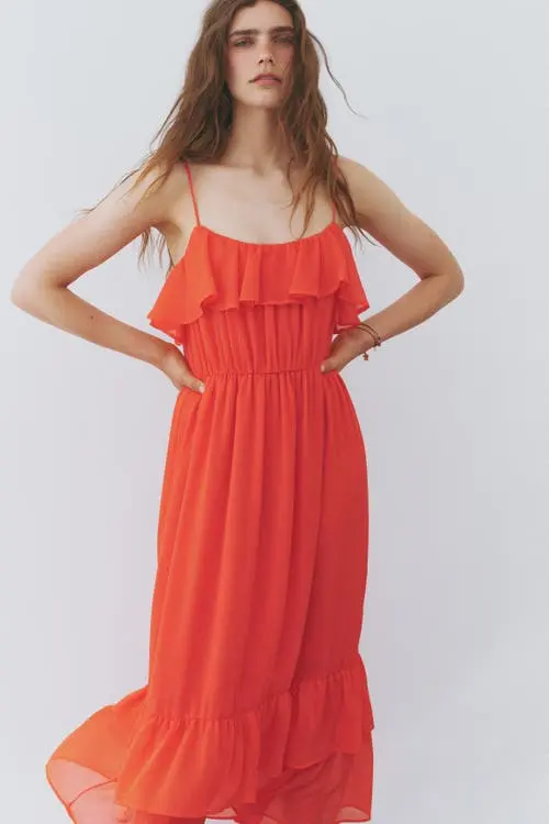 H&m Flounced Strappy Dress