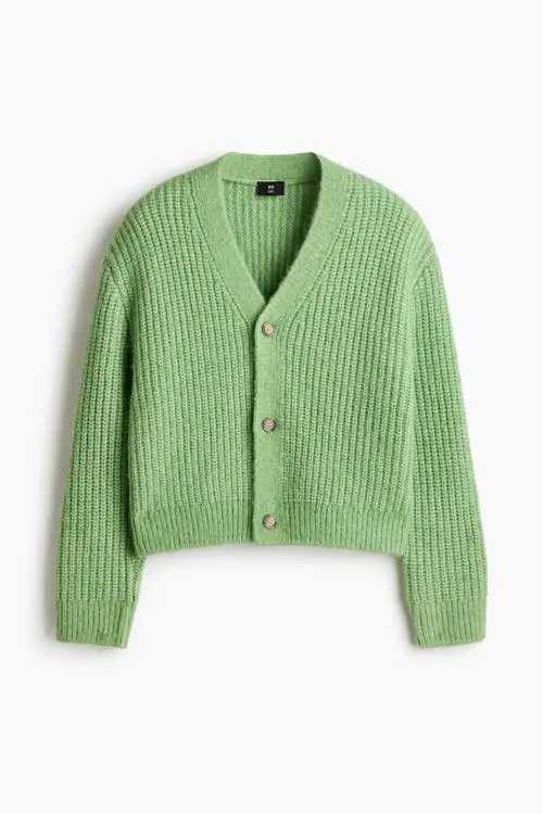 H&m Loose Fit Rib Knit Alpaca Blend Cardigan