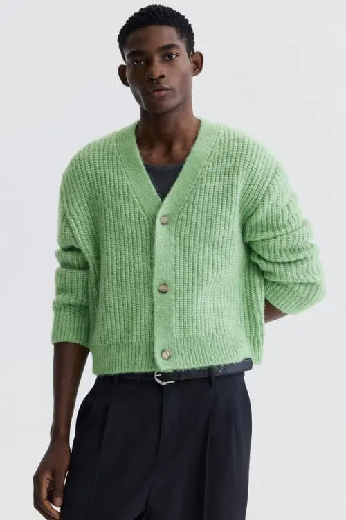 H&m Loose Fit Rib Knit Alpaca Blend Cardigan