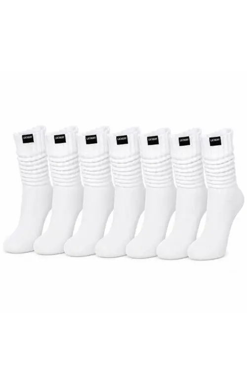LECHERY® 7-pack Fashion Retro Scrunch Socks - White