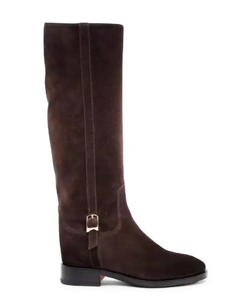 Santoni Suede Riding Boot - Brown