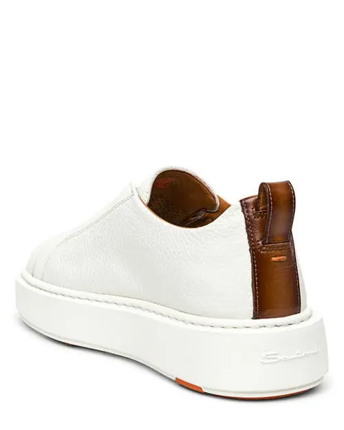 Santoni Tumbled Leather Slip-on Sneakers