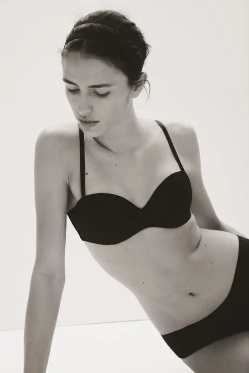 H&m Padded Microfibre Balconette Bra - Black