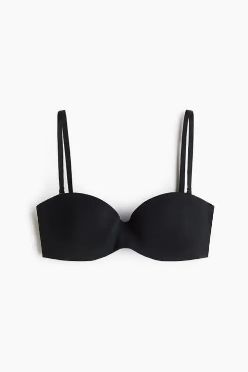 H&m Padded Microfibre Balconette Bra - Black