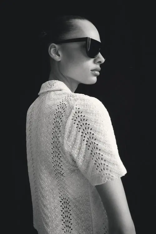 H&m Short-sleeved Crochet-look Shirt