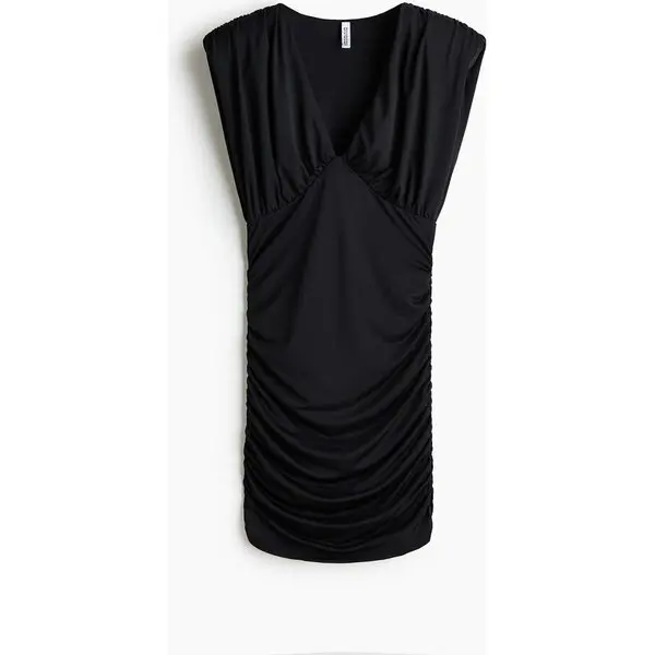 H&m Draped Shoulder-pad Dress