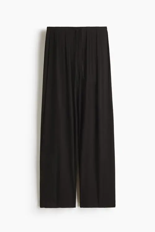 H&m Jersey Drawstring Wide-leg Trousers - Black