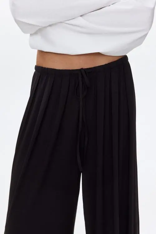 H&M Jersey Drawstring Wide-leg Pants - Dark Brown