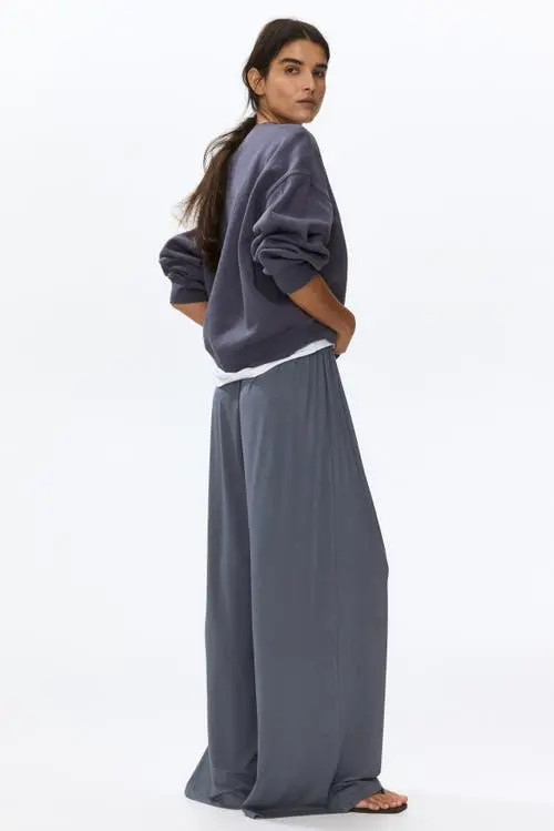 H&M Jersey Drawstring Wide-leg Pants - Dark Gray