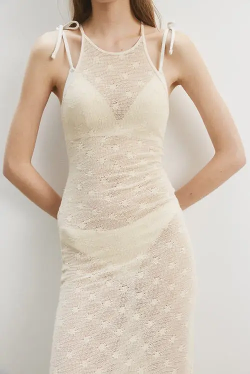 H&m Crochet-look Low-back Midi Dress
