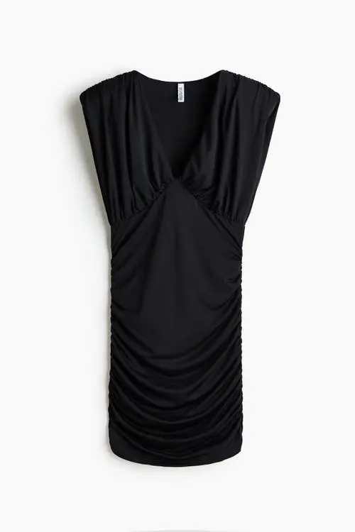 H&m Draped Shoulder-pad Dress