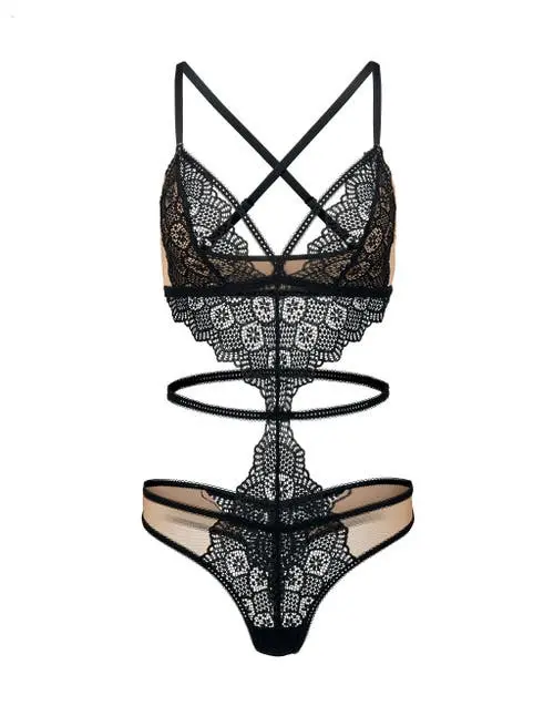 ADORE ME Gaelle Lace Playsuit Lingerie - Black