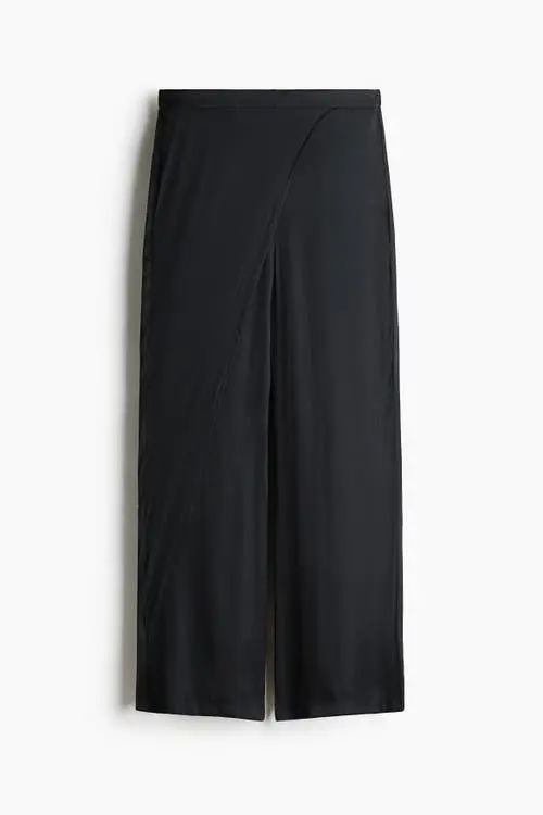 H&m Wrap-detail Satin Trousers - Black