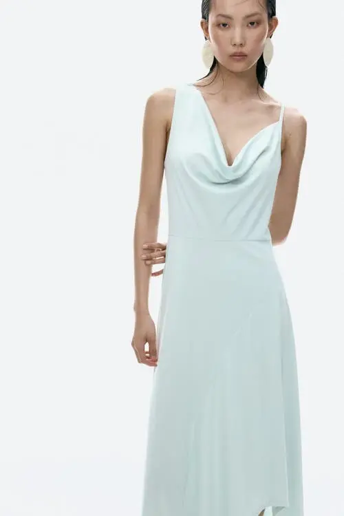 H&m Asymmetric Cowl Neck Maxi Dress