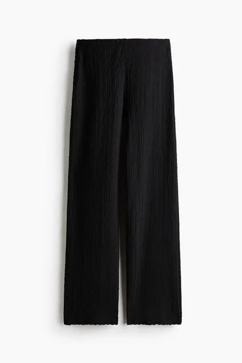 H&m Textured Jersey Straight Leg Trousers
