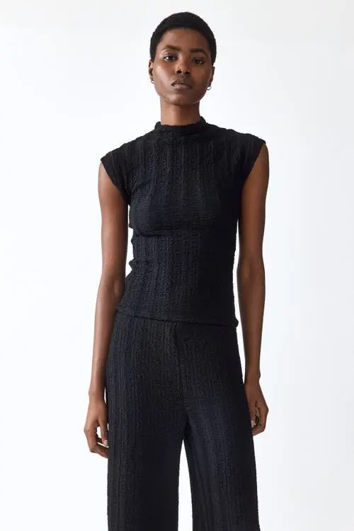 H&m Textured Jersey Straight Leg Trousers