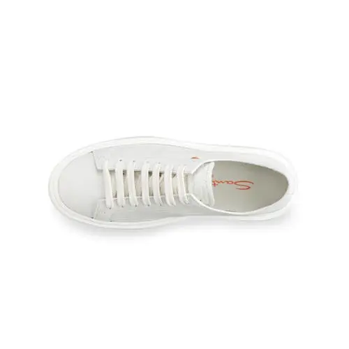 Santoni Tumbled Leather Sneaker - White