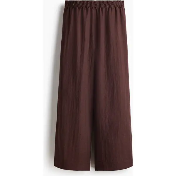 H&m Linen-blend Ankle-length Trousers - Dark Brown