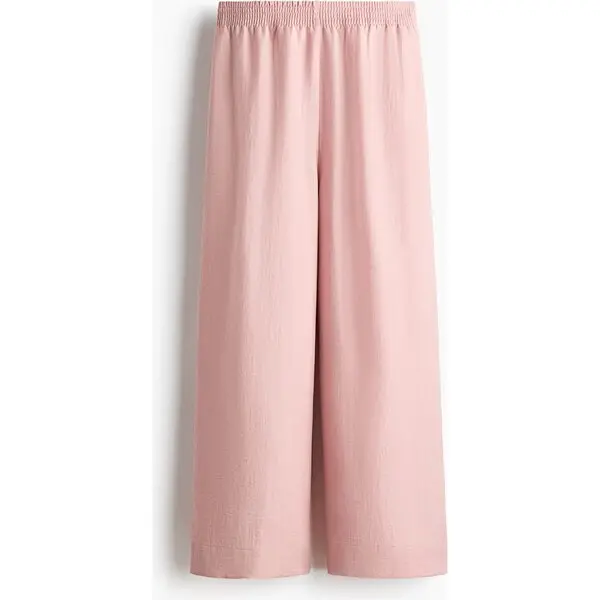 H&m Linen-blend Ankle-length Trousers - Light Pink