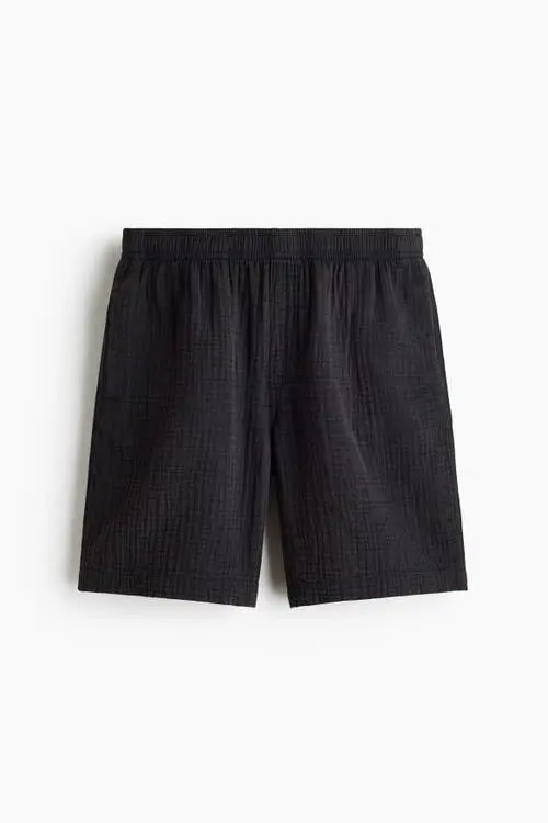 H&m Relaxed Fit Cotton Muslin Shorts With Drawstring