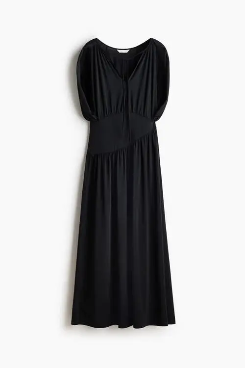 H&m Cape-detail Jersey Dress - Black