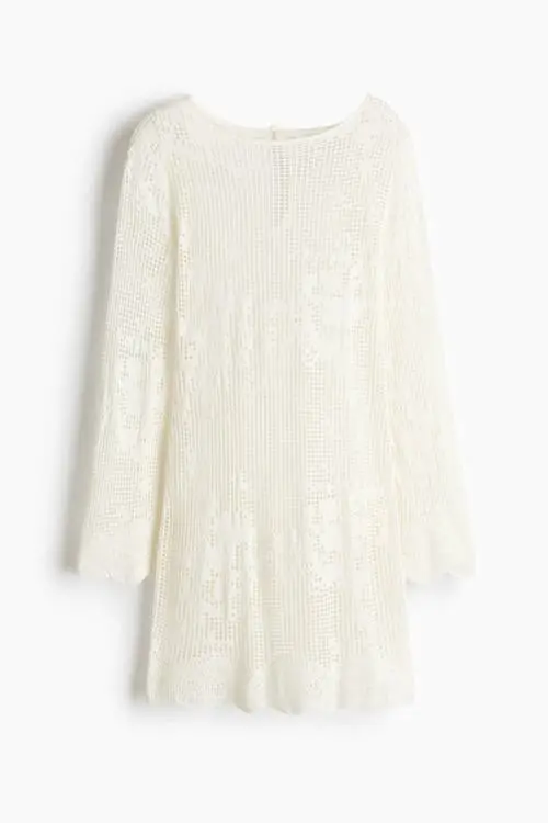 H&m Motif Detail Crochet-look Mini Dress