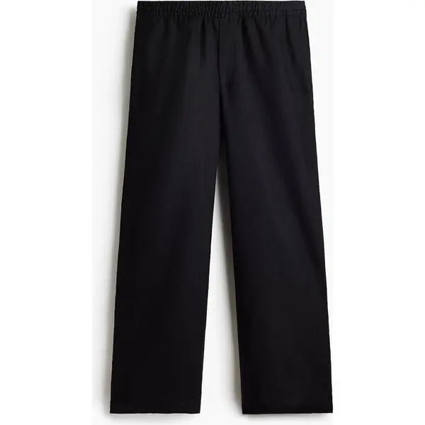H&m Loose Fit Linen Trousers - Black