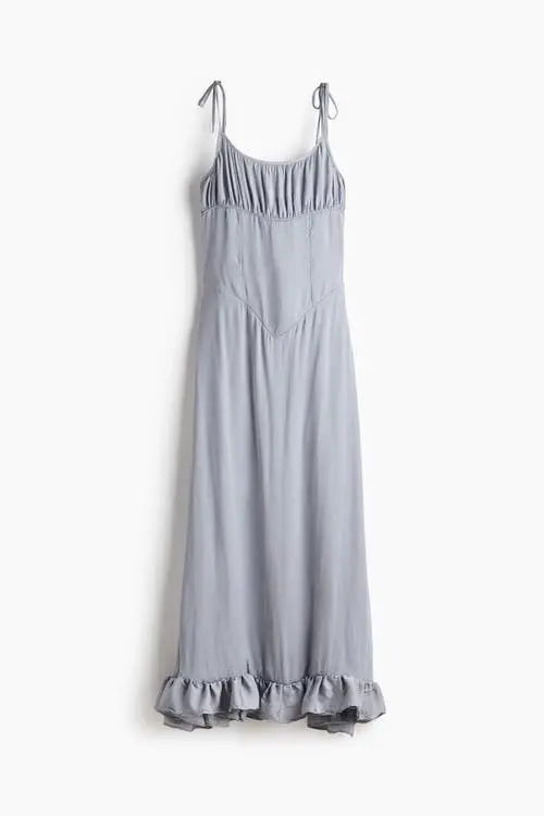 H&m Frill-trimmed Tie-strap Maxi Dress