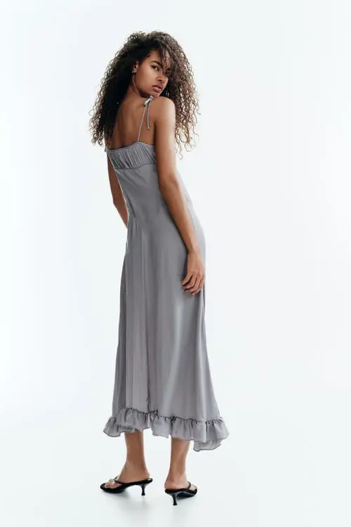 H&m Frill-trimmed Tie-strap Maxi Dress