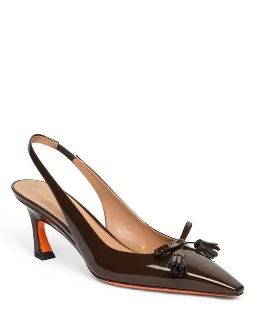 Santoni Patent Leather Mid-heel Slingback