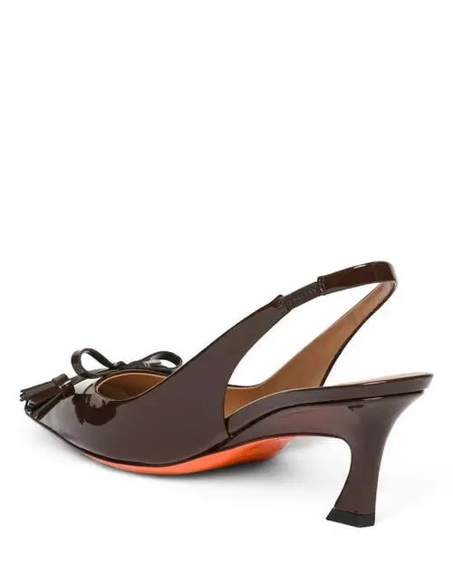 Santoni Patent Leather Mid-heel Slingback
