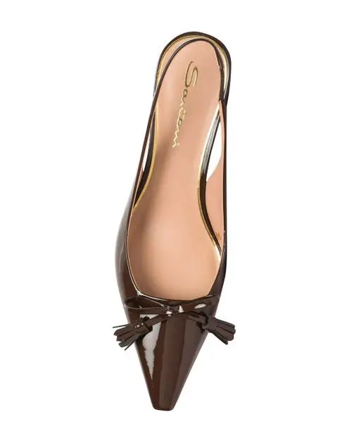 Santoni Patent Leather Mid-heel Slingback