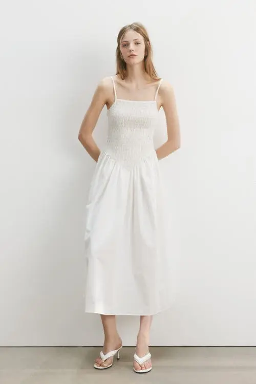H&m Smocked Flared Maxi Dress