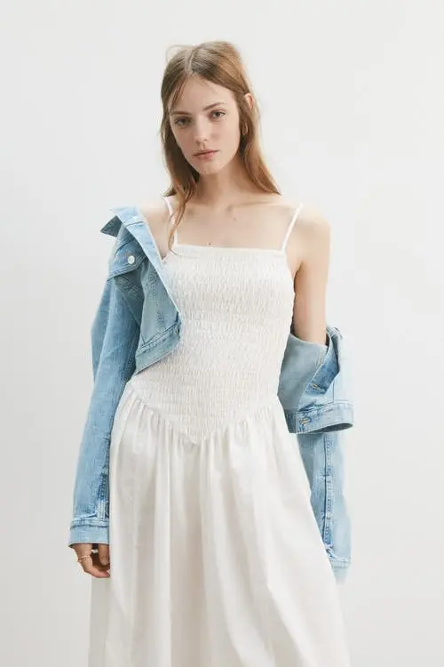 H&m Smocked Flared Maxi Dress