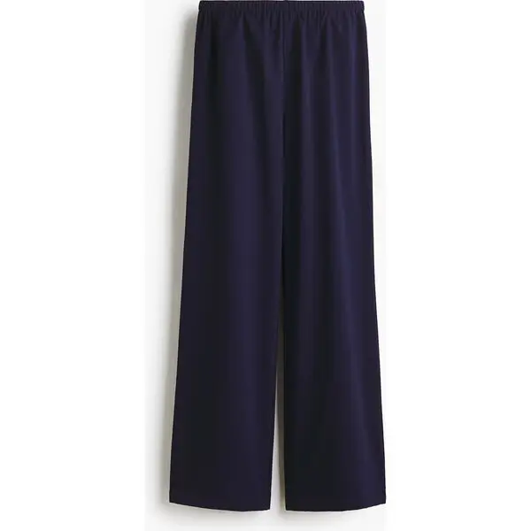 H&m Straight Crêpe Trousers - Navy Blue