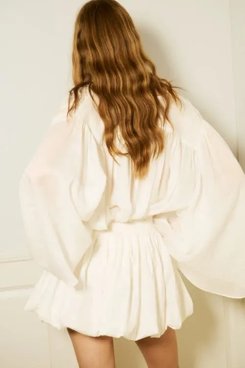 H&m Cotton Balloon Skirt With Lace Trim
