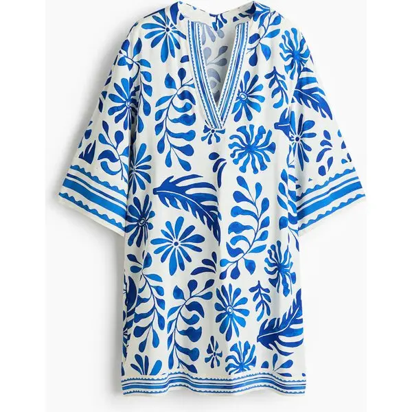 H&m Viscose Tunic Dress - Blue/patterned