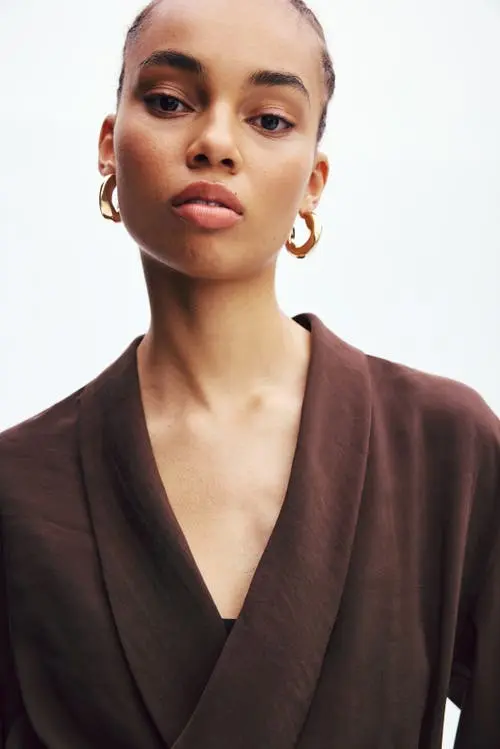 H&m Oversized Tie-belt Blazer With Shawl Collar