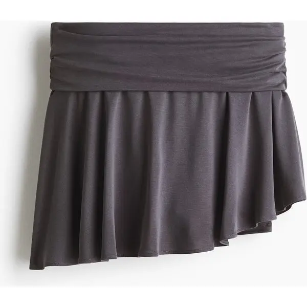H&m Foldover Waist Asymmetric Yoga Skirt - Dark Gray