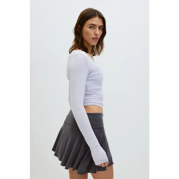 H&m Foldover Waist Asymmetric Yoga Skirt - Dark Gray