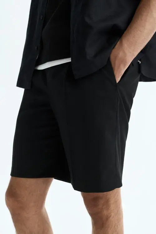 H&m Loose Fit Twill Bermuda Shorts - Black