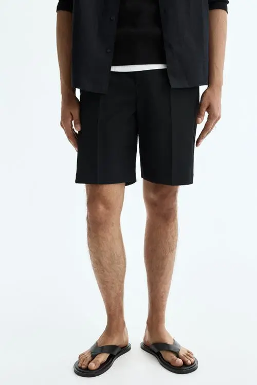 H&m Loose Fit Twill Bermuda Shorts - Black