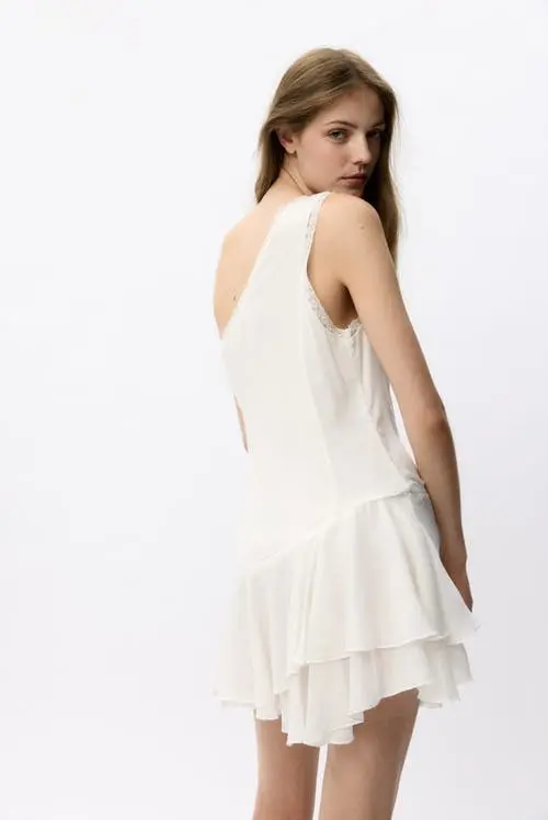 H&m Flounced One-shoulder Dress