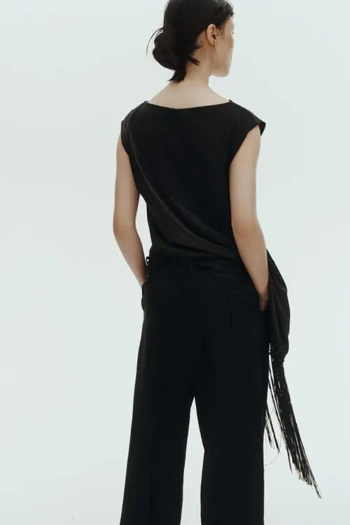 H&m Tailored Linen-blend Trousers - Black