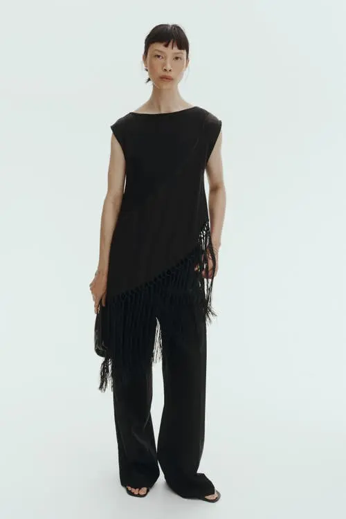 H&m Tailored Linen-blend Trousers - Black