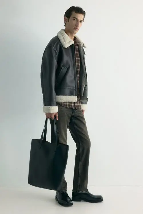 H&m Loose Fit Shirt - Brown/plaid